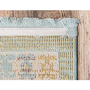 Unique Loom Baracoa Collection Area Rug - Cayo Hueso (5' 5" x 8' Rectangle, Light Blue/ Beige)