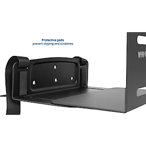 VIVO Universal PC Wall Mount, Adjustable Steel Bracket, Computer Case, Open Frame CPU Strap Holder, Black, MOUNT-PC03V