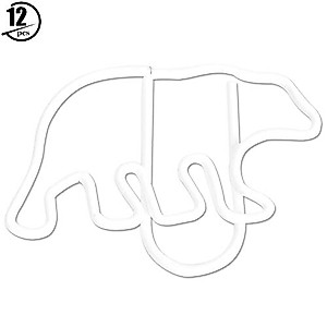 12Pcs Bear Shape Paper Clips,White Journal Paper Clips Metal Bookmark Clips Office Supplies with Storage Box for Document Organizing