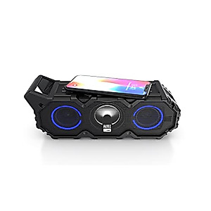 Altec Lansing LifeJacket XL Jolt with Lights, Built In Qi Wireless Charger, Waterproof, Snowproof, Shockproof and it Floats in Water, Up to 20 Hour Battery Life, Black