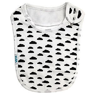 KUDL Baby Bibs Large Burpy Cloth 4 Pack Gift Set Soft Absorbent Feeding Reflux Drool Teething Bibs, Adjustable Snap Buttons, Funny Designs for Boys & Girls - Aztec Black & White