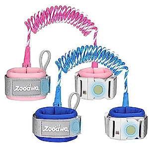 Zooawa Toddler Leash 2Pack, Toddler Kids Harness Anti Lost Wrist Link with Magnetic Lock, Reflective Safety Walking Harness Wristband Leashes for 2,3,4 Years Old Boys Girls, Blue+Pink