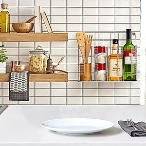 EZOWare Wall and Cabinet Door Mount Kitchen Wrap Organizer Rack Holder For Organizing Food Storage Bags, Aluminum Foil, Plastic Wrap, Wax Paper, Metal Silver