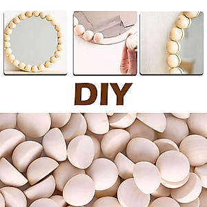 200pcs Half Wooden Beads, Unfinished Split Natural Round Wood Balls Loose Beads for DIY Craft Christmas Home Party Decorative Supplies (0.79Inch/20MM) ZX18200