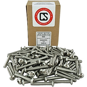 Stainless #10-32 x 1-1/4" (1/2" to 2" Available) Socket Button Head Cap Screws, Full Thread, Hex Drive, Stainless Steel 18-8, Machine Thread (10-32 x 1-1/4")