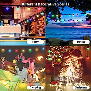LUMIMAN Smart Color Changing Outdoor String Lights 48FT RGBIC Balcony Light with 15LED G45 Bulbs, APP Control 2.4GHZ WiFi Alexa Google, Connectable for Patio Gazebo Café Backyard