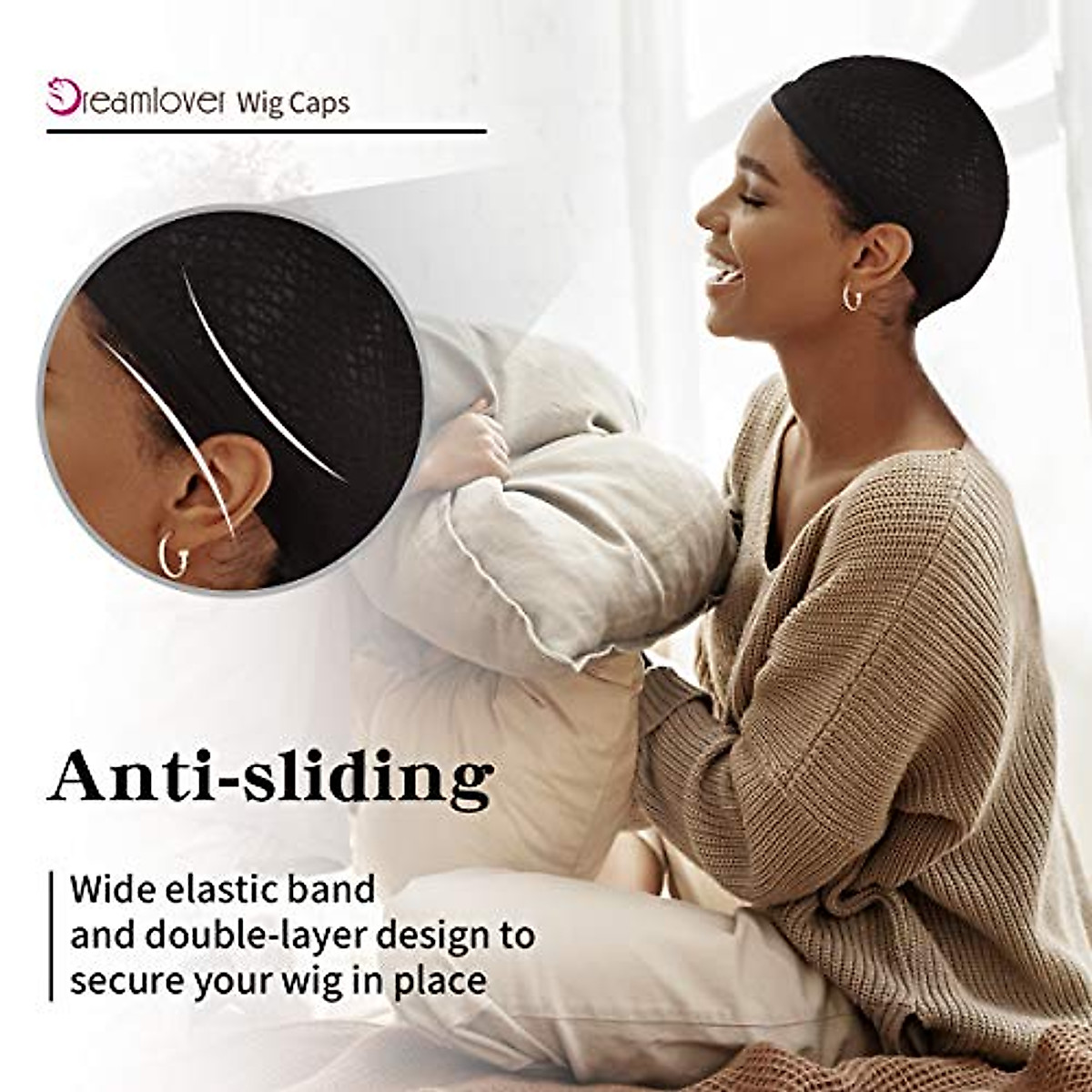 Dreamlover Black Wig Cap for Women Lace Front, Mesh Wig Cap for Long Hair, Wig Net Cap, 2 Pieces