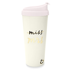 Kate Spade New York Bridal 16 Ounce Insulated Travel Mug, Double Wall Thermal Tumbler for Coffee/Tea, Miss to Mrs. (Pink)