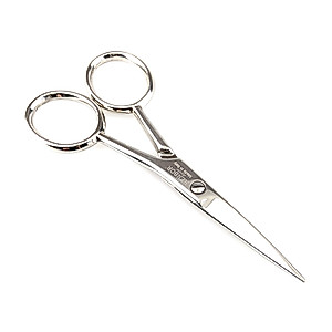 Henbor Italy Mustache & Beard Scissors - Premium Nickel Plated Special C45 Carbon Steel Professional Grooming Tool Mustache and Beard Hair Care | Handcrafted in Premana Italy |