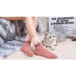 SISOSOCK 5 Pairs Fuzzy Cozy Socks for Women Soft Comfy Warm Home Sleep Casual Cute Socks Gifts for Women