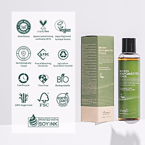 BENTON Deep Green Tea Toner 150ml (5.07 fl.oz) - Green Tea Toner for Face | Toner for Sensitive Skin | Korean Toner for Face | Toner for Oily Skin