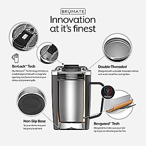BrüMate Toddy - 16oz 100% Leak Proof Insulated Coffee Mug with Handle & Lid - Stainless Steel Coffee Travel Mug - Double Walled Coffee Cup (Matte Gray)