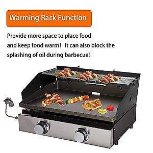 PHYESUVIN Universal Wind Screen/Guard and Griddle Warming Rack Set Fit for Griddle from 22" to 28" Without Hood, Griddle Accessories for Blackstone 22", 28" Griddle and Other Griddle with Rear Grease