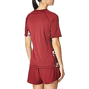 Kanu Surf Women's Breeze UPF 50+ Short Sleeved Active Rashguard & Workout Top, Darren Maroon, X-Large