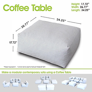 Patio Furniture Set Bean Bag Coffee Table Outdoor Chair Sectional Conversation Patio Set Daybed Furniture Outdoor Sofa Couch High Density Foam Filling Modern Comfy Patio Couch (light gray)