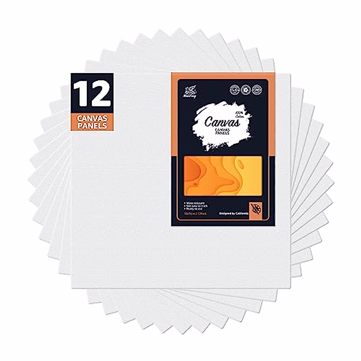 Nian Feng Canvases for Painting, 10x10 Inch 12 Pack Art Canvas Panels, 100% Cotton Blank White Canvas Boards for Oil Paint, Acrylic Paint, Tempera Paint & Watercolor, Painting Canvas for Adult & Kids.