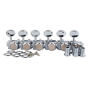 Guyker 6-in-line Vintage Guitar Lock String Tuners – Locking Tuning Key Pegs Machine Heads Replacement Parts for ST TL Style Electric Guitars Gear Ratio 1:15 – chrome