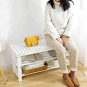 ZXZAX White Shoe Bench Home Minimalist Porch Door Can Sit Shoe Cabinet Simple Solid Wood Shoes Bench Shoe Rack