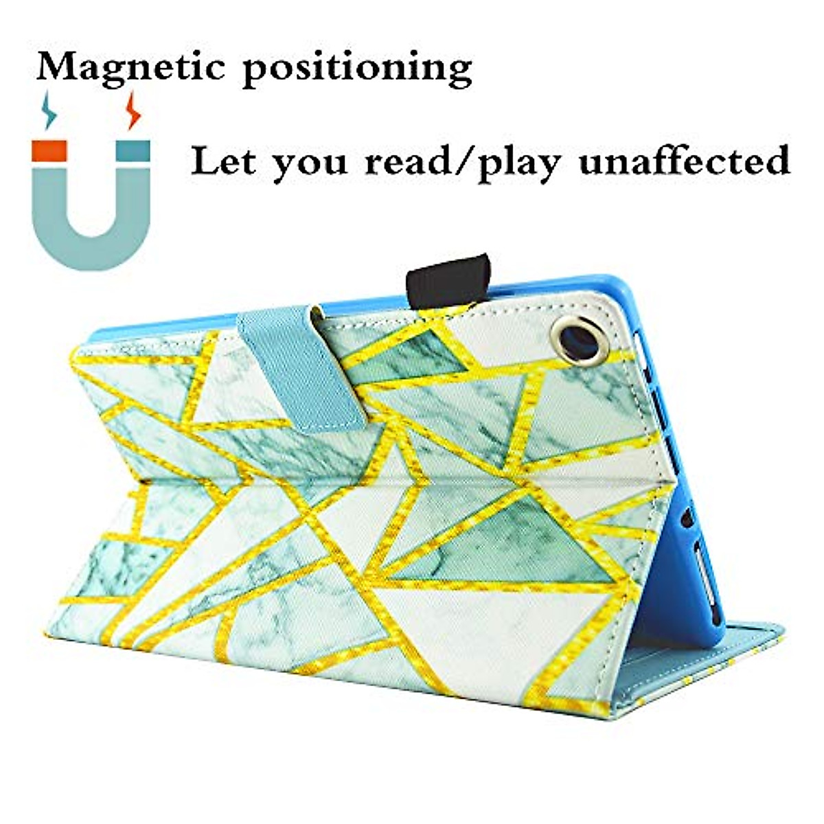 Fire HD 8 Case (2016/2017/2018 Release),Chgdss Cartoon Cute Case, Smart Cover Flip Leather Case with Stand Feature Ultra Slim PU Leather Cover,for Amazon Kindle Fire HD 8 (2018/2017), Golden Square