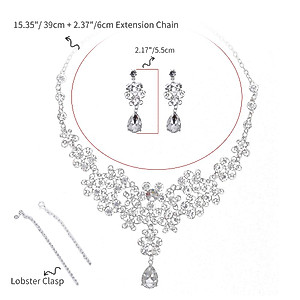 Jalisiol Bridal Wedding Jewelry Set, Luxury Crystal Rhinestone Hair Accessories Tiaras Crown Earrings Necklace Sets for Bride Wedding Prom Party Wedding Dress (Style A)