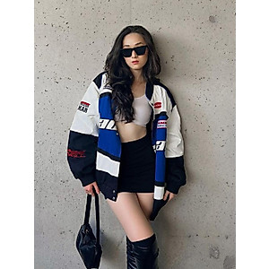 Aelfric Eden Blackair Men's Varsity Jackets Womens Bomber Jackets Vintage Motorcycle Racer Jacket