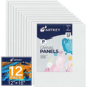 Canvas Panels 12x16 Inch 12-Pack, 10 oz Primed 100% Cotton Canvases for Painting, White Blank Flat Canvas Board for Oil Acrylics Watercolor Tempera Paints
