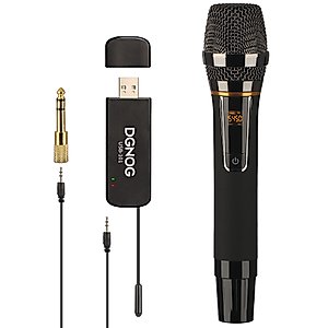 USB Wireless Microphone, Computer UHF Dual Handheld Dynamic Mic System with USB Receiver, 100ft Range for Home Singing, Karaoke, PC,TV,Active Speaker