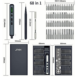 JFHH Electric Screwdriver Power Screwdriver 68 in 1 Electric Screwdriver Mini Electric Screwdriver Precision Screwdriver Cordless Repair Tool,Repair Tool Set for Phone Camera Laptop Wat