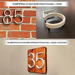 House Numbers (White) - 5 Inch Height Modern House Numbers for Outside Door Plaque Address Number with Floating Mount (6)
