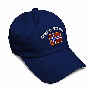 Custom Soft Baseball Cap Norway Embroidery Europe Twill Cotton Dad Hats for Men & Women Navy Personalized Text Here