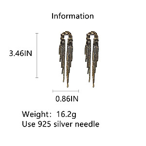 fxmimior Women Prom Black Fashion Long Chain Halloween Gold Rhinestone Dangle Black Earrings Gothic Style For Women and Girls