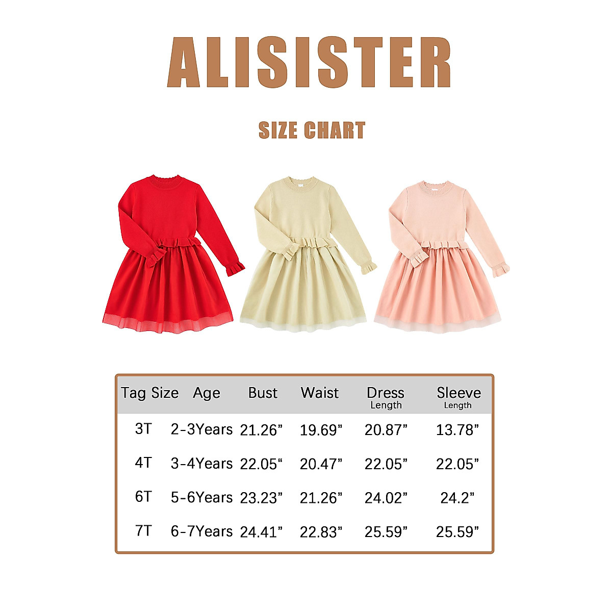 ALISISTER baby-girls Tutu Long Sleeve Fall Winter Sweater Dress, 06 Grey, 3-4T