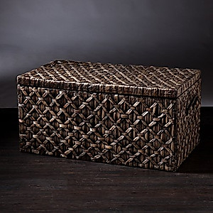 Southern Enterprises Water Hyacinth Diamond Weave Storage Trunk, Blackwashed Finish