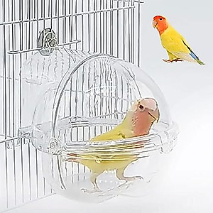 MUYG Bird Bath Box for Cage, Parrot Hanging Planet Bathtub No-Leakage Transparent Omnidirectional Observation Tub Shower Box Birds Cage Accessory for Canary Parrot Crested Cockatiel Lovebird