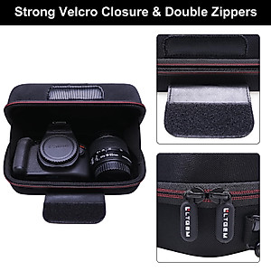 Camera Case for Canon EOS Rebel R100 / R50 / T7 / R5 / R6 Mark II / R7 / R8 / 90D / 5D Mark IV, Sony, Nikon DSLR SLR Camera, 18-55mm Lens, SD Card, Battery and Cable with Shoulder Strap, Black