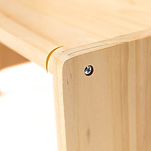 Toddler Wooden Step Stool for Kids Bathroom Potty Training and Reaching High, 2 Step-up Seat Ladder, Solid Wood Structure of Strong Durability, Natural Wood