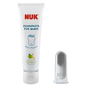 NUK 10256396 Oral Care Set Consisting of Baby Toothpaste with Natural Apple/Banana Flavour and Finger Toothbrush/BPA-Free