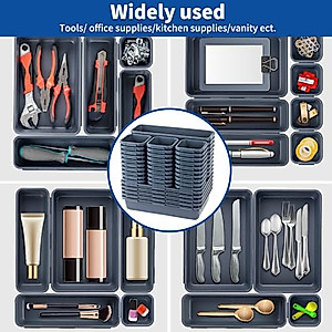 Giklux 45 Pack Tool Box Organizer Tray, 3-Sizes Tool Box Organizers And Storage, for Hammer, Wrench, Screw, Small Parts Toolbox Organization, Tool Cart Chest Garage Drawer Organizer Tray, Grey