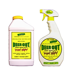 Deer Out Deer Repellent - Starter Combo Kit: 40oz Ready to Use Spray & 32oz Concentrate