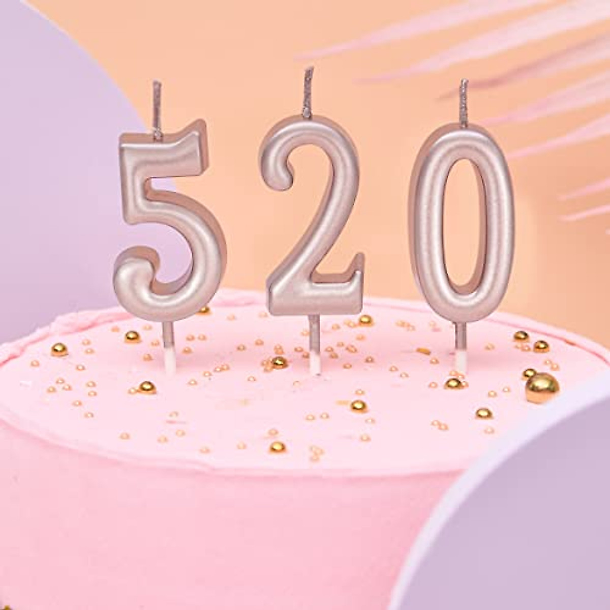 PHD CAKE 10-Pieces Rose Gold Numeral Birthday Candles, Cake Numeral Candles Number 0-9 Glitter Cake Topper Decoration for Birthday,Wedding Anniversary,Party Celebration