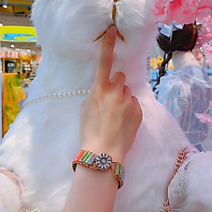 Reaowazo 7 Chakra Bracelets for Women Boho Handmade Wrap Bracelets Leather Healing Stone Bracelet Friendship Jewelry Gifts Flower