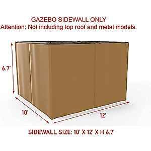 Gazebo Universal Replacement Privacy Curtain 4-Panels sidewall with Zipper (ONLY Curtain) (10' x 12', Khaki)