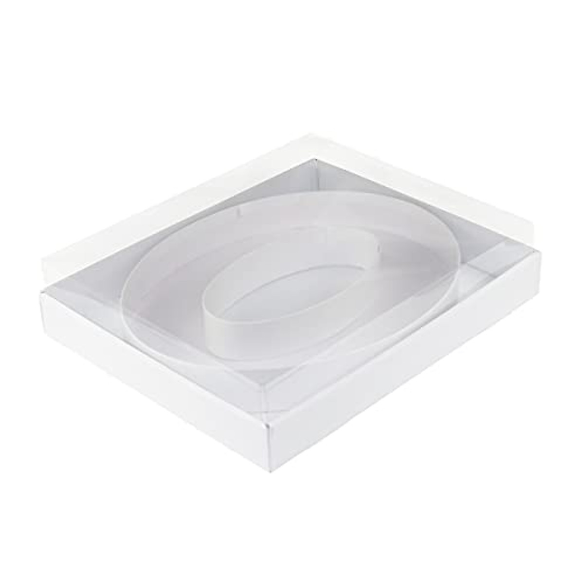 WENPACK 12" Cardboard Number Shaped Mache Decorative Strawberries Fillable Sweets Candy Box with Clear Lid (White, 0)