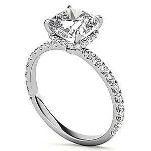 10K Solid White Gold Handmade Engagement Ring, 3 CT Cushion Cut Moissanite Diamond Solitaire Bridal/Wedding Ring for Women/Her, Minimalist Ring Anniversary Ring For Gifts (10)