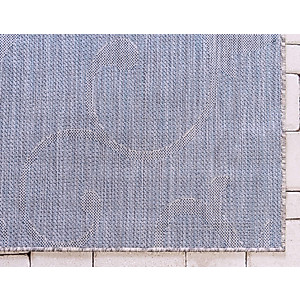 Unique Loom Outdoor Botanical Collection Area Rug - Curl (7' 1" x 10' Rectangle, Gray/ Navy Blue)