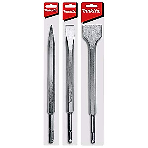 Makita 3 Piece - SDS-Plus Chisel & Point Bit Set for SDS+ Rotary Hammers - Aggressive Demolition for Concrete & Tile