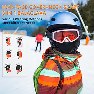 Kids Balaclava Ski Mask 2 Pack, Winter Hat Face Cover Neck Warmer for 3-8 Toddler Children Boys Girls, Windproof Full Face Masks Under Helmet for Cold Weather Skiing, Football, Cycling(Black&Blue)