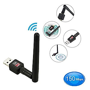WiFi WLAN Stick Adapter 150Mbit 2dBi Wireless USB WiFi Network Adapter Dongle Antenna for Windows Vista/XP/2000/7/8/10, Linux, MAC OS