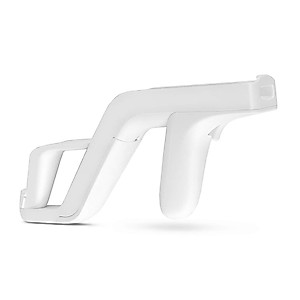 TNP Zapper Gun for Nintendo Wii 2 Pack Wireless Blaster Remote Wiimote Controller Game Attachment, Links Remote Nunchuk for Shooting Sport Games - Light White