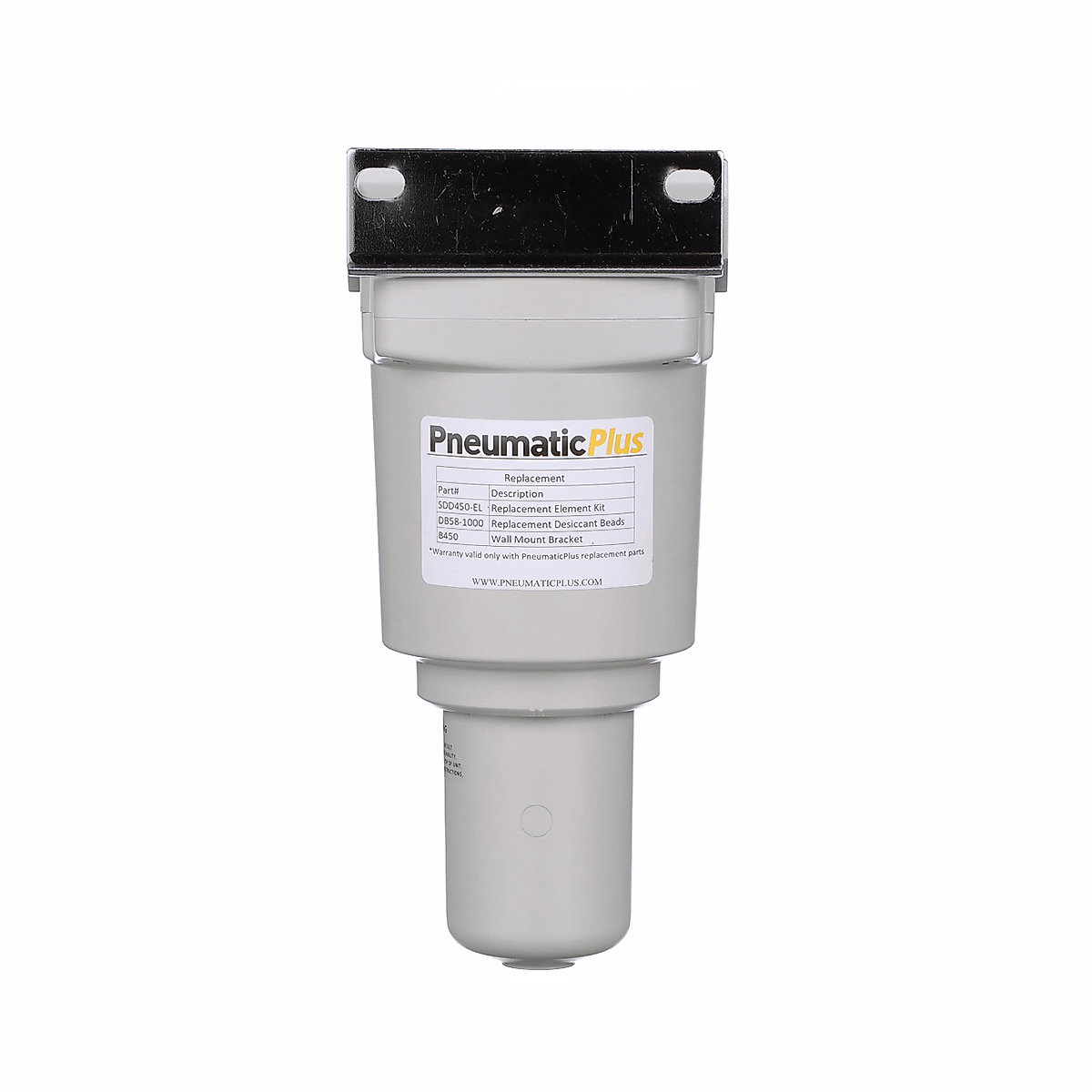 PneumaticPlus SDD450-N04F in-Line Desiccant Air Dryer 1/2" NPT - Metal Bowl w/Large Dome, 1 Quart Blue Desiccant Bead